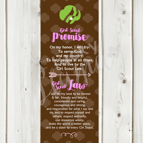 Girl Scout Promise & Law PRINTABLE Bookmark/craft - Etsy