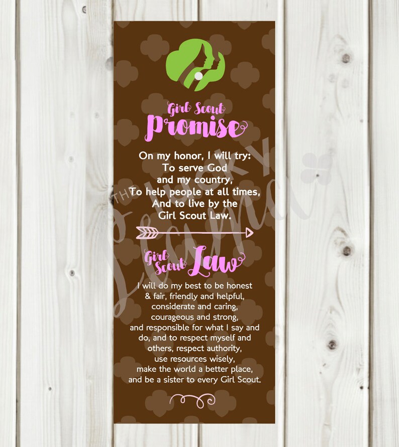 Girl Scout Promise & Law PRINTABLE Bookmark/craft - Etsy