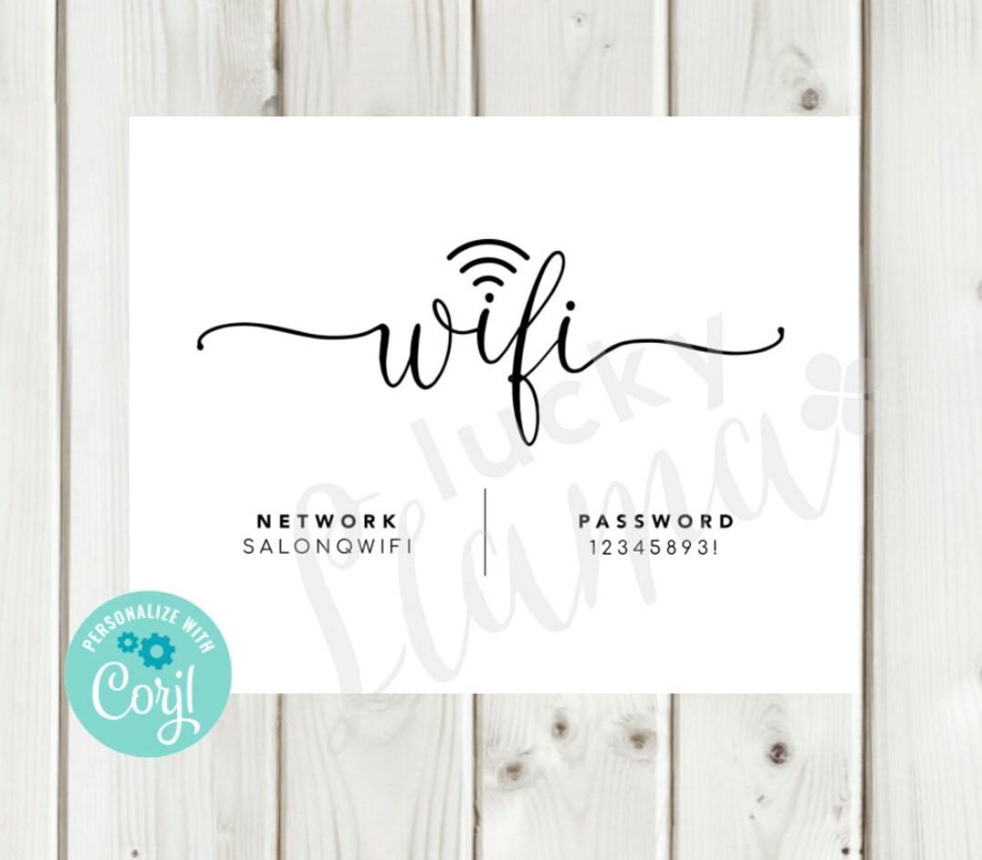 Editable Wifi Sign - Instant Download (3 Sizes Included) - Etsy