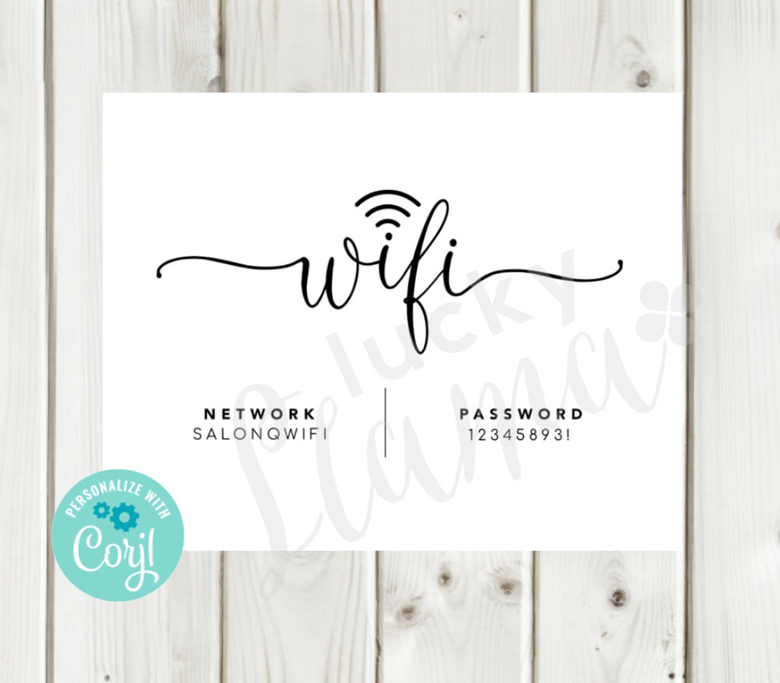 Editable Wifi Sign Instant Download 3 Sizes Included | Etsy