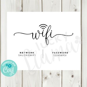 Editable Wifi Sign - Instant Download (3 Sizes Included) - Etsy