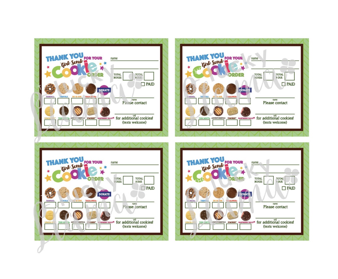 LBB Girl Scout Cookie Order Form/receipt 9 Cookies No Gf - Etsy