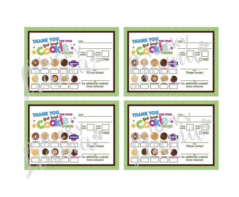LBB Girl Scout Cookie Order Form/receipt 9 Cookies No Gf - Etsy