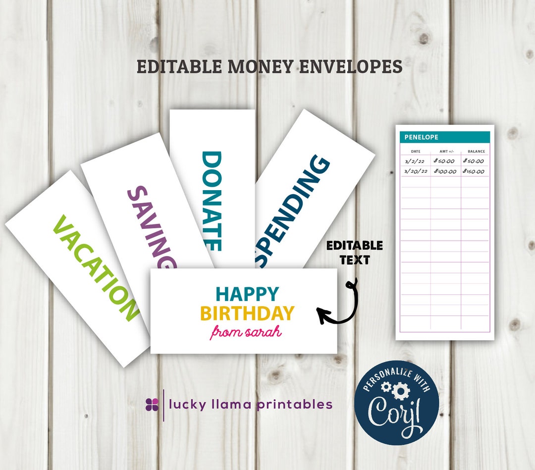 Editable Money Envelope - Instant Download - Etsy