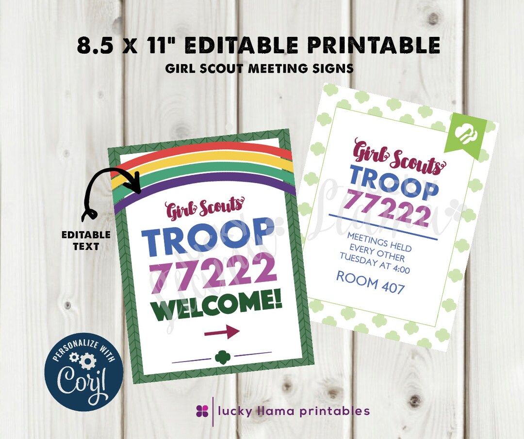 Editable Girl Scout Sign Templates - Printable - Digital File Only - Etsy