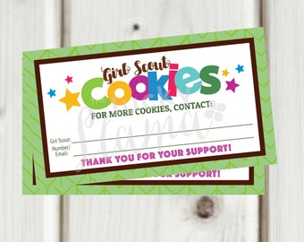Girl Scout Cookie Business Cards Printable | Etsy