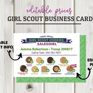 Editable LBB and ABC Girl Scout Cookie Business Cards - Digital File ...