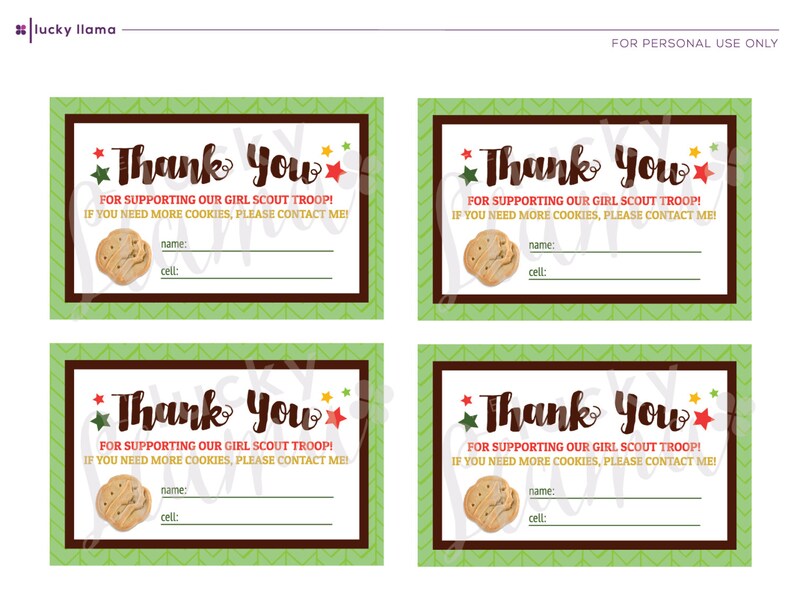 Girl Scout Cookie Business Cards Printable - Etsy