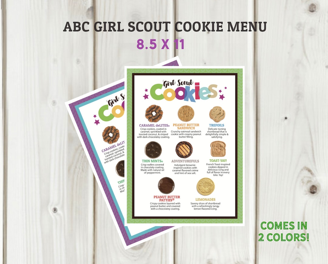 ABC Girl Scout Cookie Menu (8 Cookies - No Prices- Descriptions Only ...