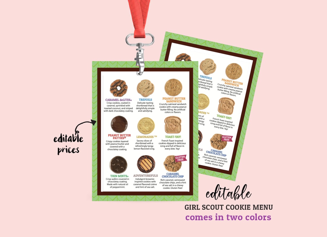 ABC Girl Scout Cookie Descriptions Lanyard Printable - Etsy