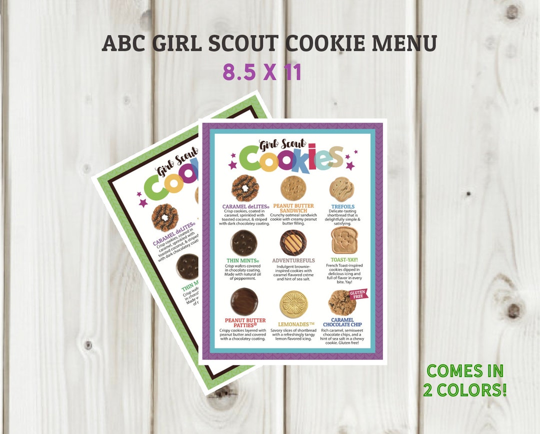 ABC Girl Scout Cookie Menu (9 Cookies - No Prices- Descriptions Only ...