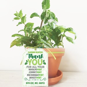 Editable Mint Thank You Gift Tag Instant Download - Etsy
