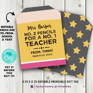 Editable Pencil Gift Tag - Instant Download - Etsy