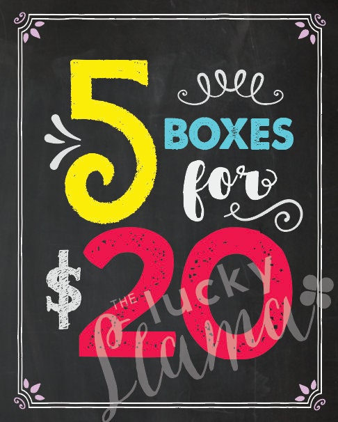 5 for 20 Cookie Booth Sign Printable Instant Download | Etsy