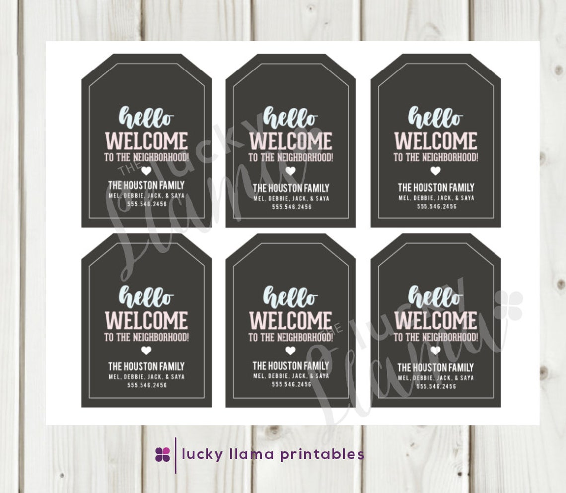 Editable Welcome to the Neighborhood Gift Tag Instant - Etsy