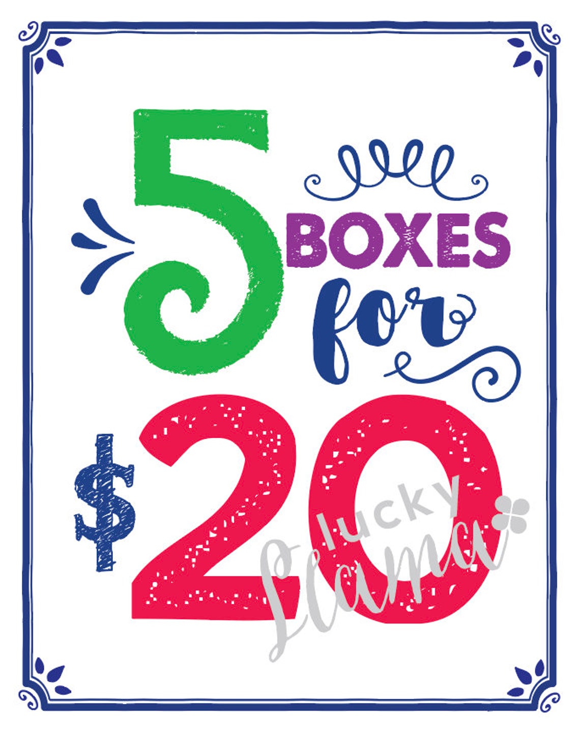 5 for 20 Cookie Booth Sign Printable instant Download - Etsy
