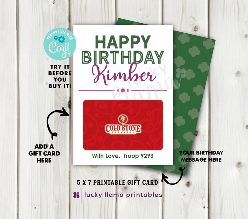 Editable Birthday Card for Girl Scout Instant Download | Etsy