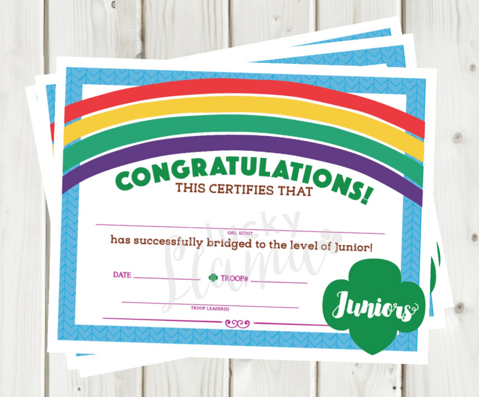 Girl Scouts Bridge to Juniors Certificate Instant Download - Etsy