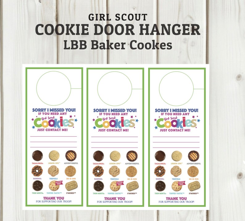 ABC Girl Scout Cookie Door Hangers - 9 Cookies - Instant Download ...
