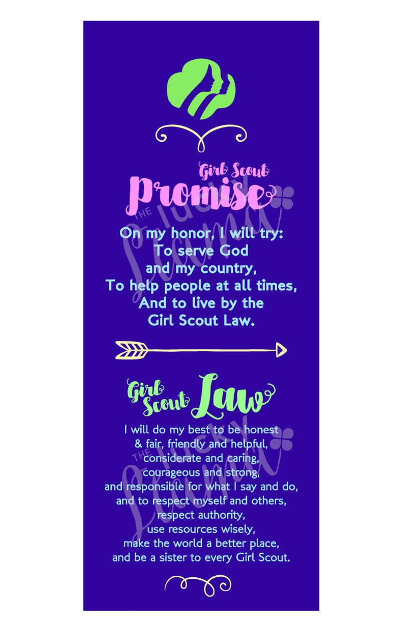 Girl Scout Promise & Law PRINTABLE Bookmark/craft - Etsy