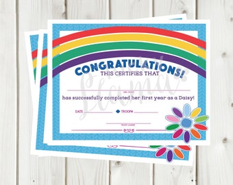 Girl Scouts Second Year Daisy Completion Certificate - Etsy