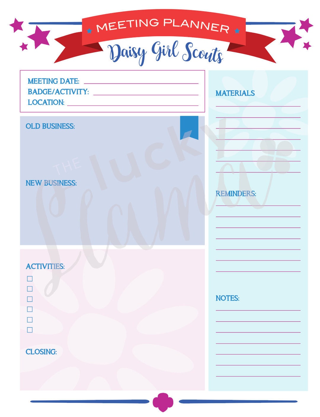 Printable Girl Scout Meeting Planner - Etsy