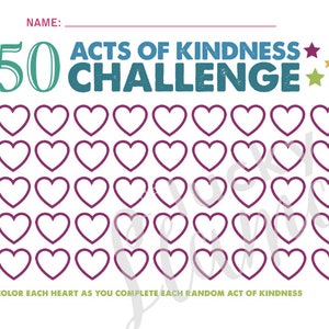 Act of Kindness Challenge Chart and Printables - Instant Download - Etsy
