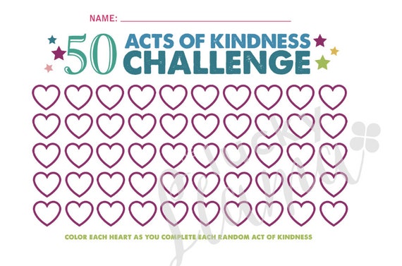 Free Printable Kindness Chart 100 Acts Of Kindness Project And