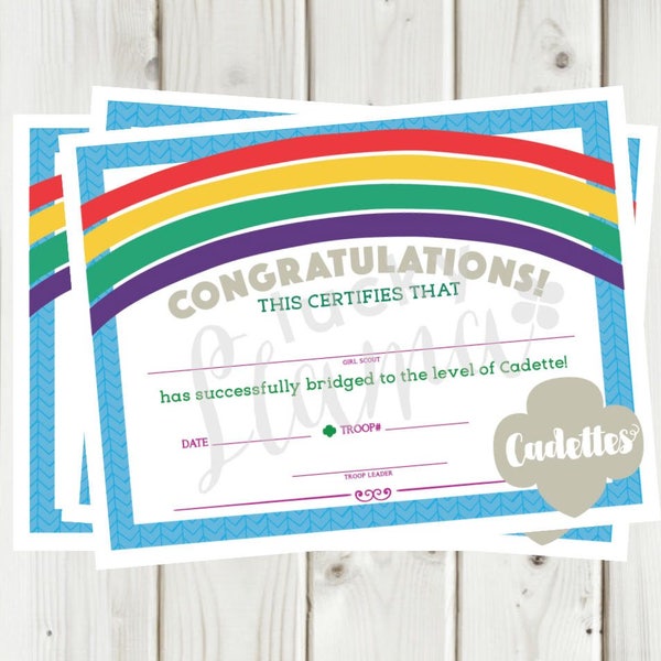 Girl Scout Bridging Certificate - Etsy