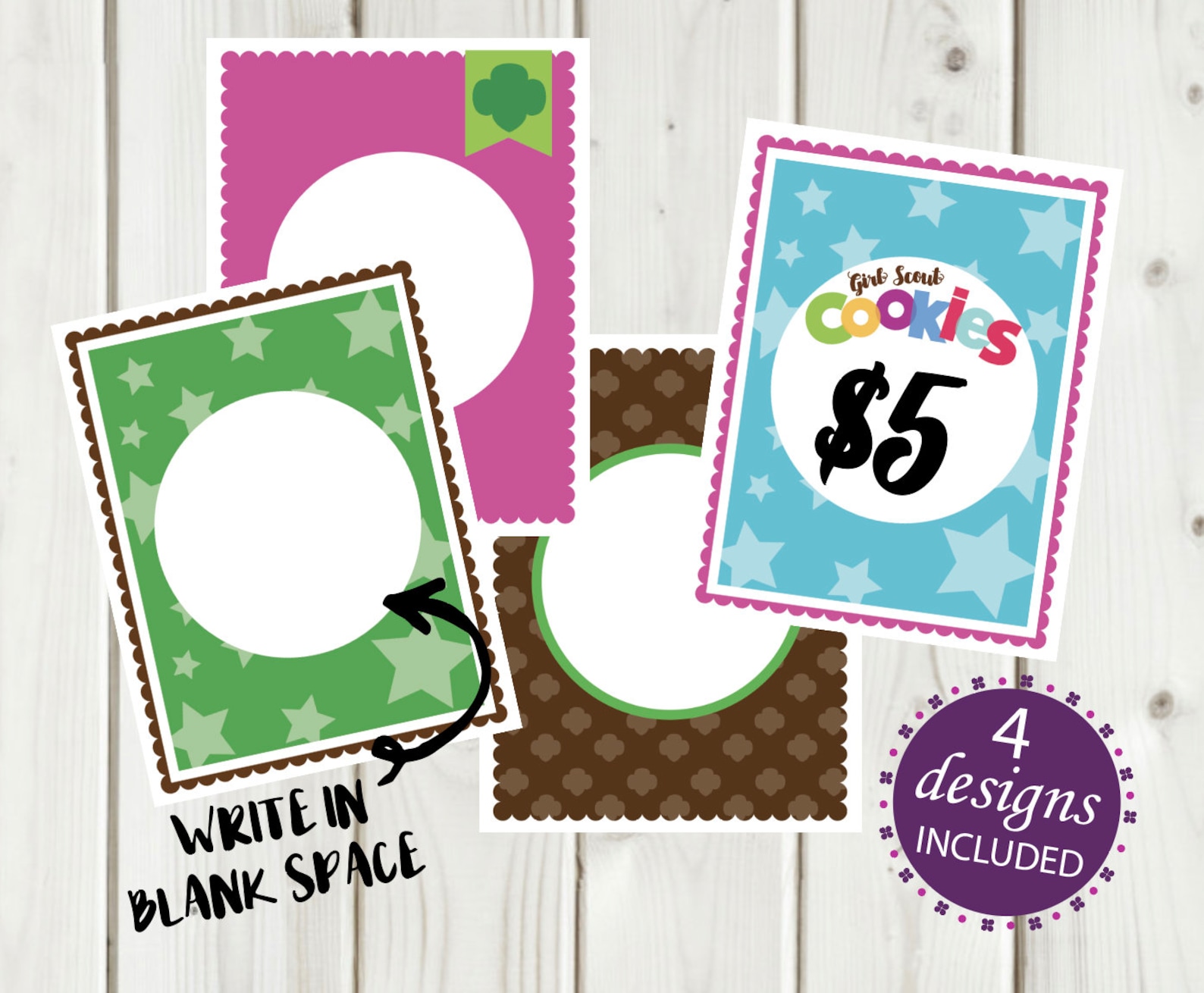 Girl Scout Background Art Printable 4 Designs Instant - Etsy