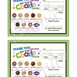 LBB Girl Scout Cookie Order Form/receipt (8 Cookies, No Gf Cookies ...