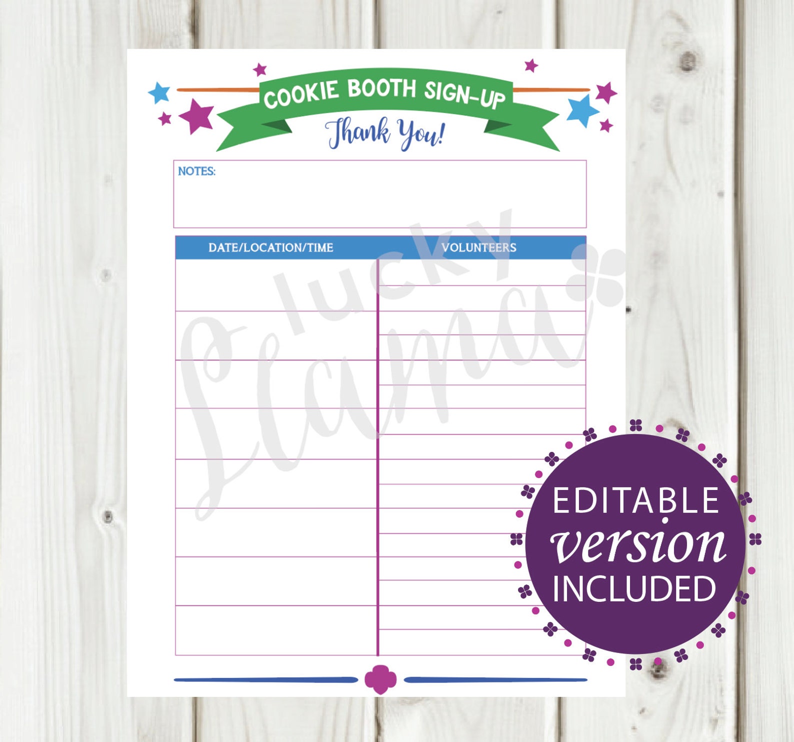 Booth Sign up Sheet editable Version Included | Etsy