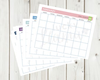 Girl Scout Troop Calendar Monthly Daily Planner Full Printable Fillable ...