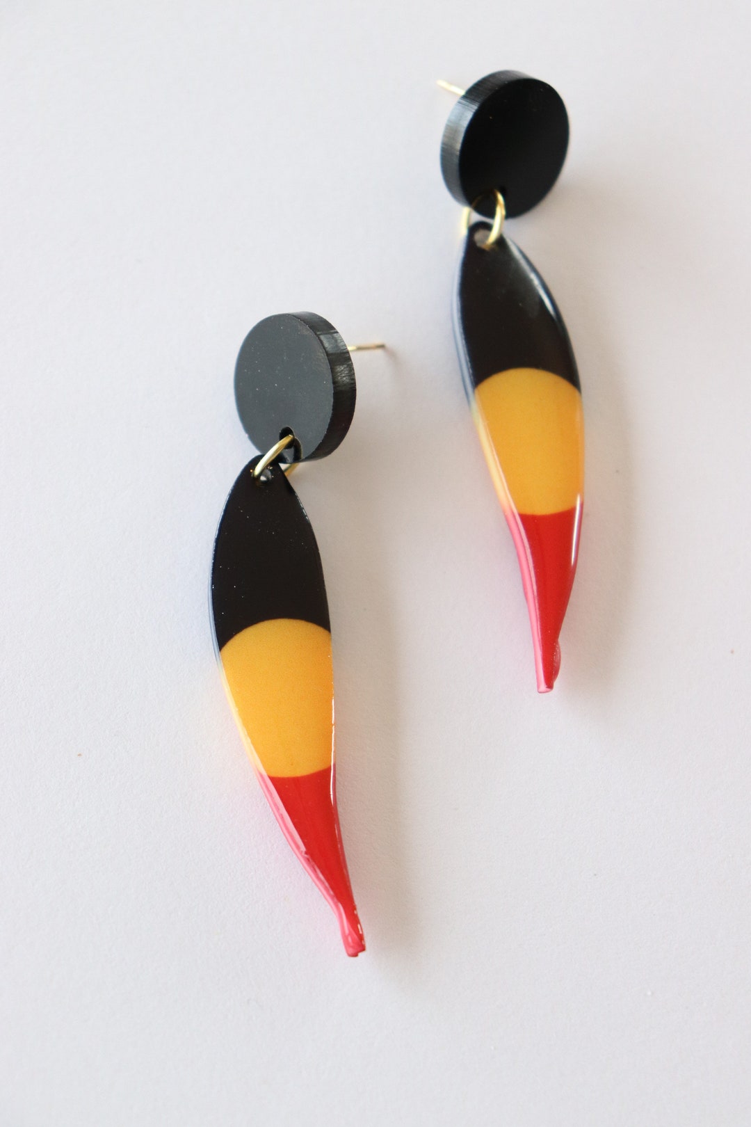 Indigenous Art Earrings Aboriginal Flag Gum Leaf Earrings With Stud ...