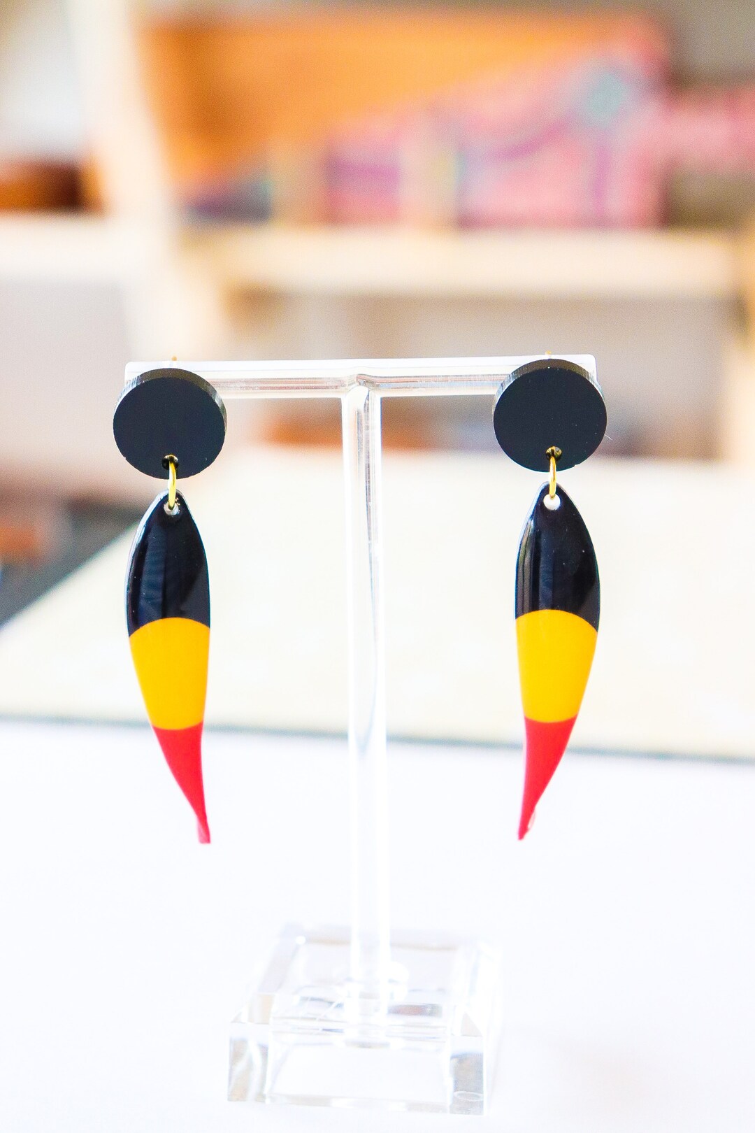 Indigenous Art Earrings Aboriginal Flag Gum Leaf Earrings - Etsy