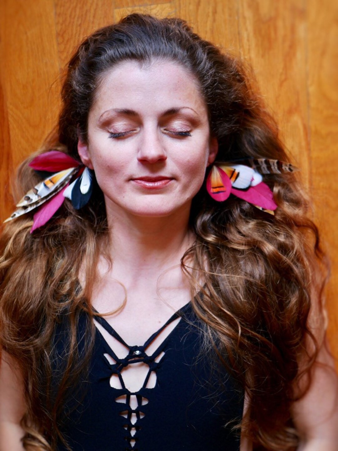 Long Feather Earrings Colorful Feather Earrings Etsy