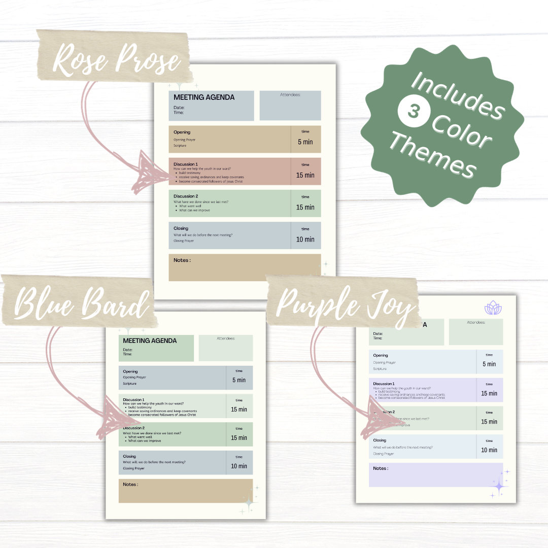 LDS WYC Agenda Meeting Agenda for Youth Councils BYC - Etsy