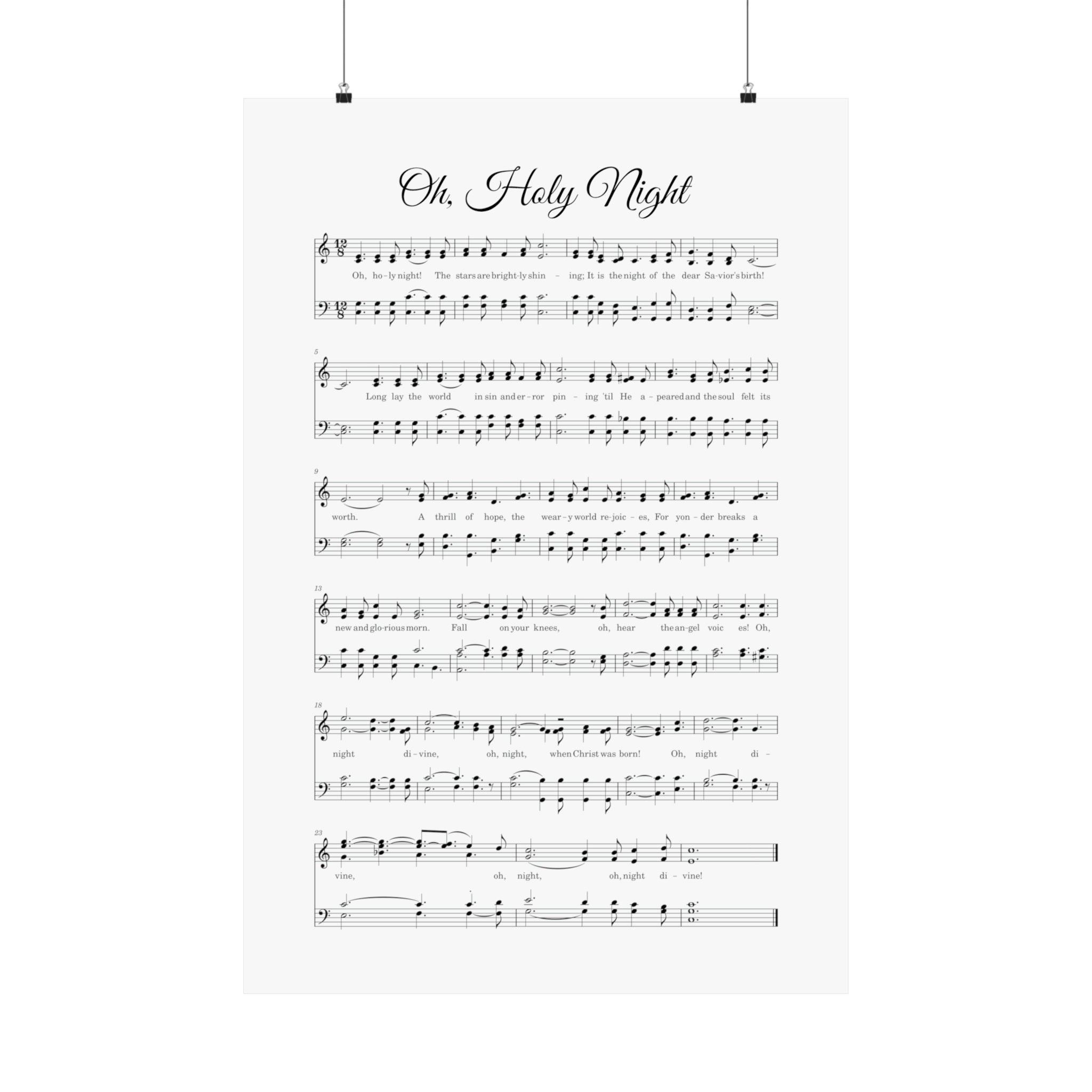 Oh Holy Night Sheet Music | Wall Art Poster for Christmas | Gift for ...