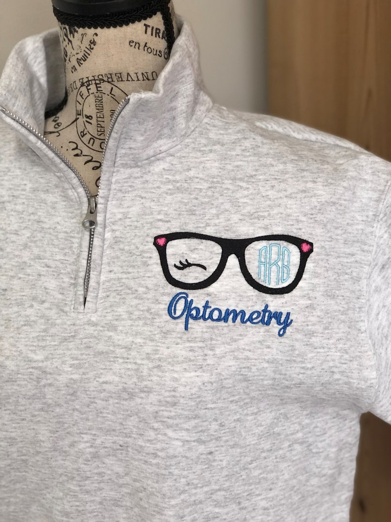 Personalized Embroidered Optometry Quarter Zip Sweatshirt, Eye Doctor ...