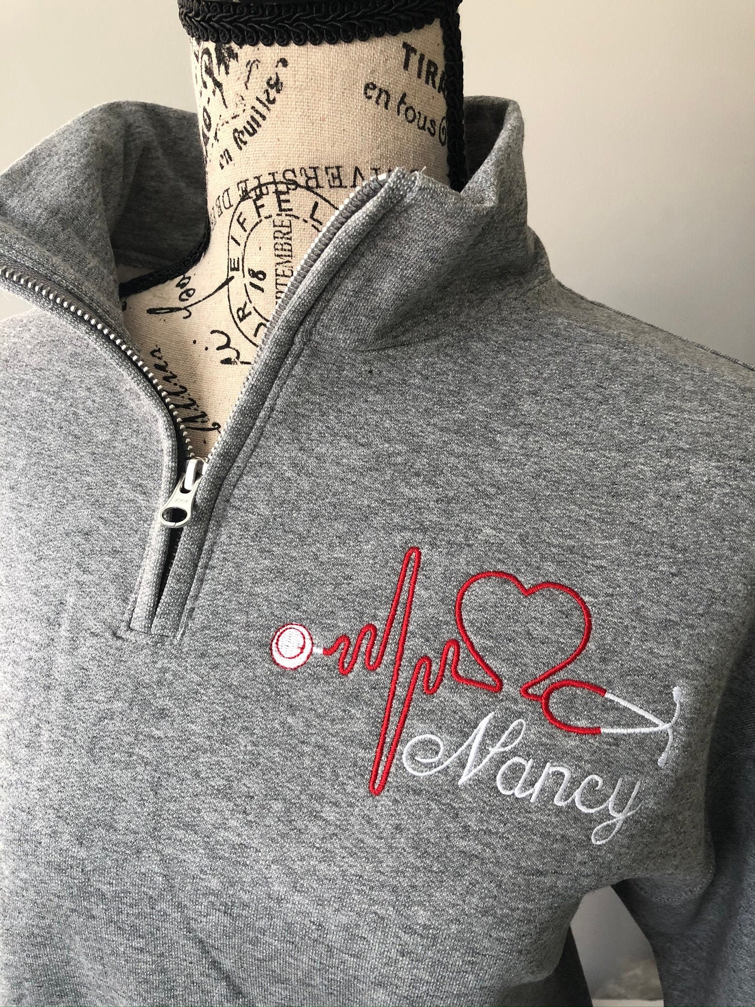 Personalized nurse heartbeat stethoscope gift pullover 1/4 | Etsy