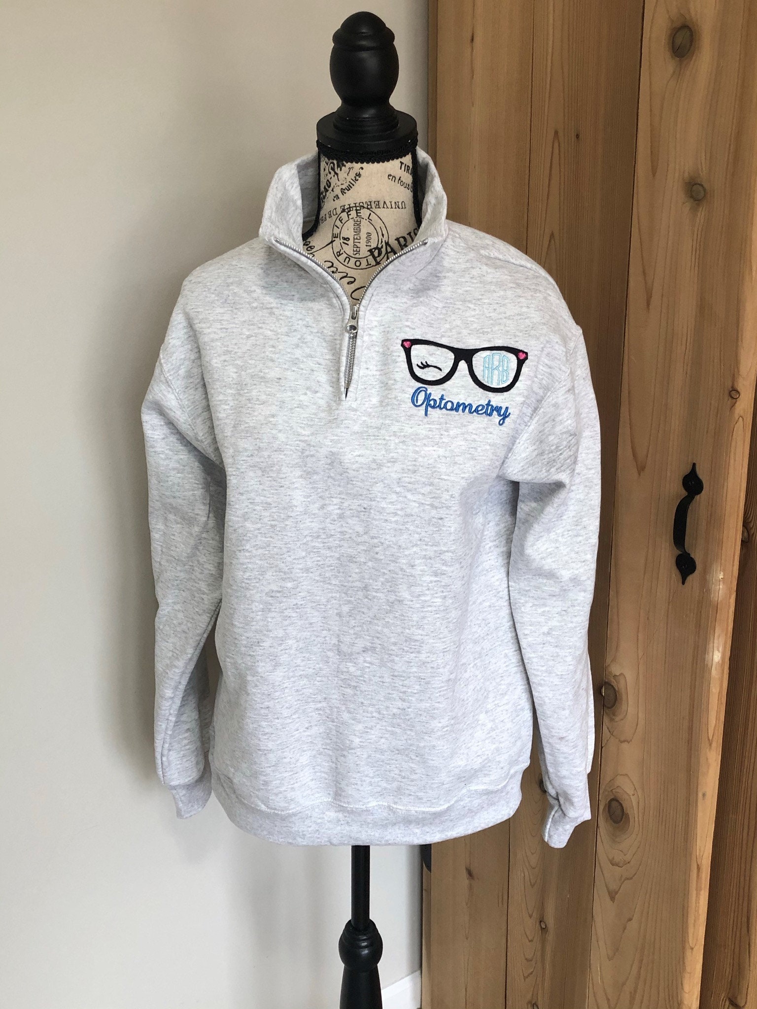 Personalized Embroidered Optometry Quarter Zip Sweatshirt, Eye Doctor ...