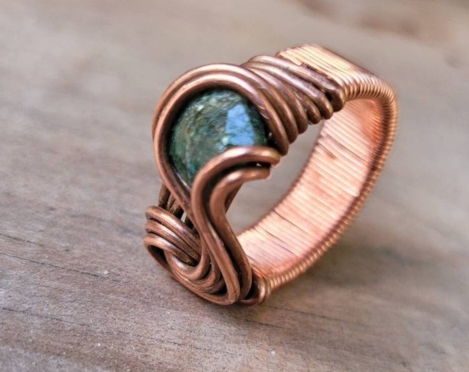 Sakota Emerald Copper Ring - Swirling Waveflow Design - Etsy