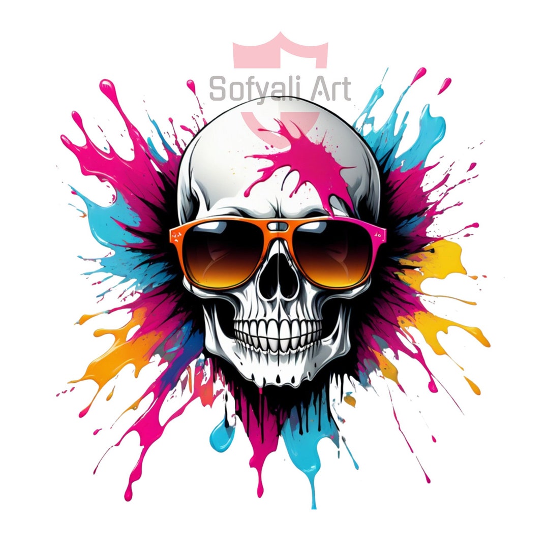 Splash Art Skull No4 Transparent PNG , Skull Clipart Bundle , Skull ...