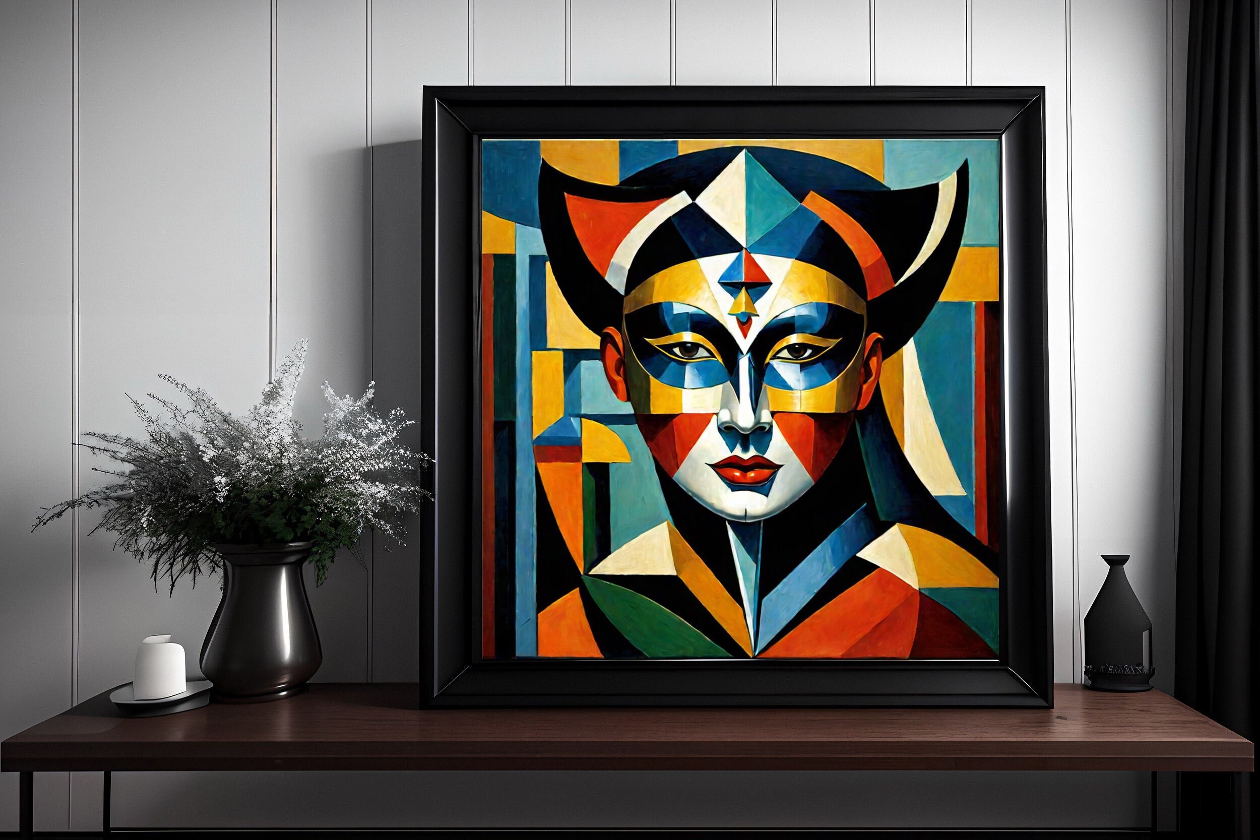Cubism Wall Art Venetian, Masquerade Mask No5 ,printable JPG ...