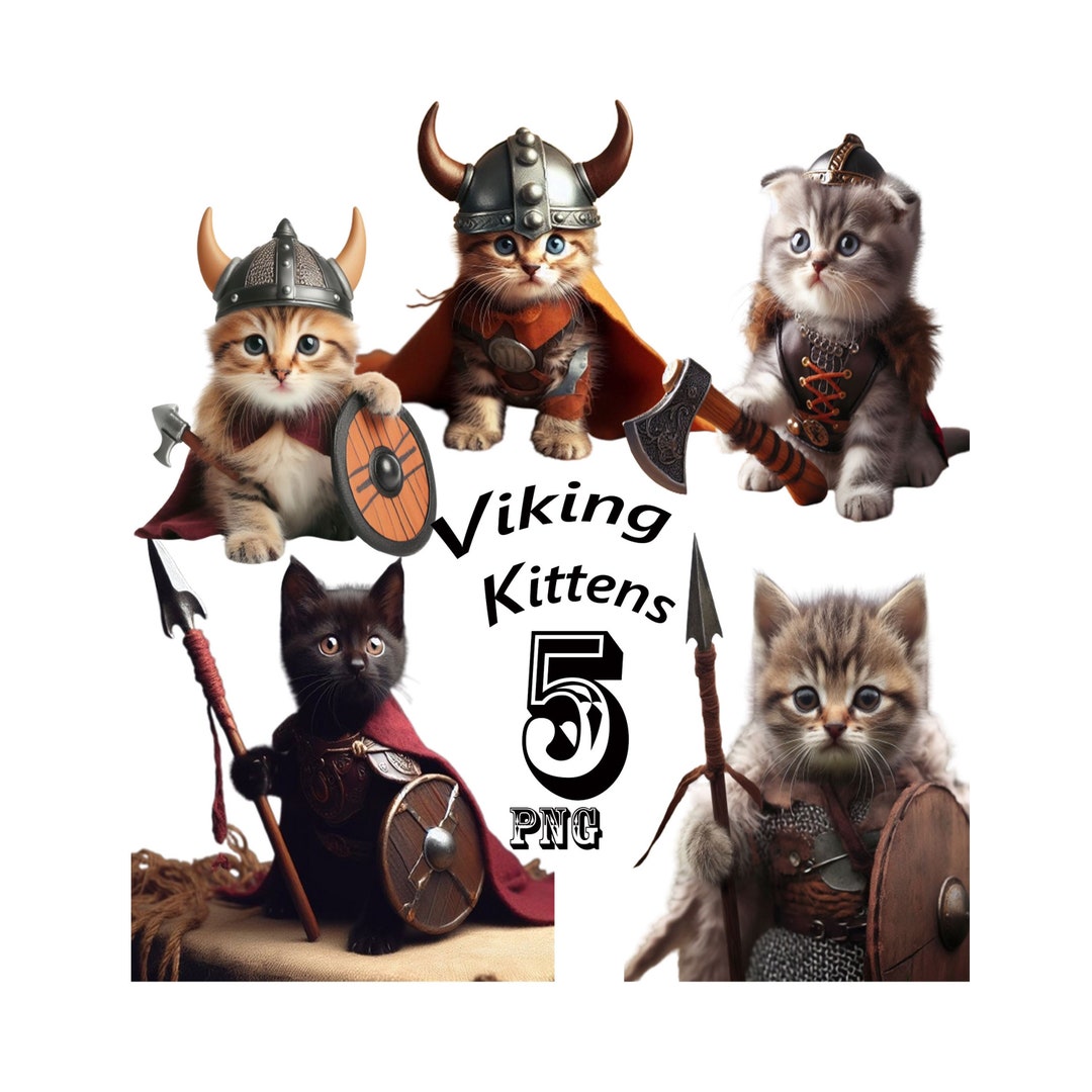 Printable Cute Viking Kittens Clipart Bundle Part2 ,5 Transparent PNG ...