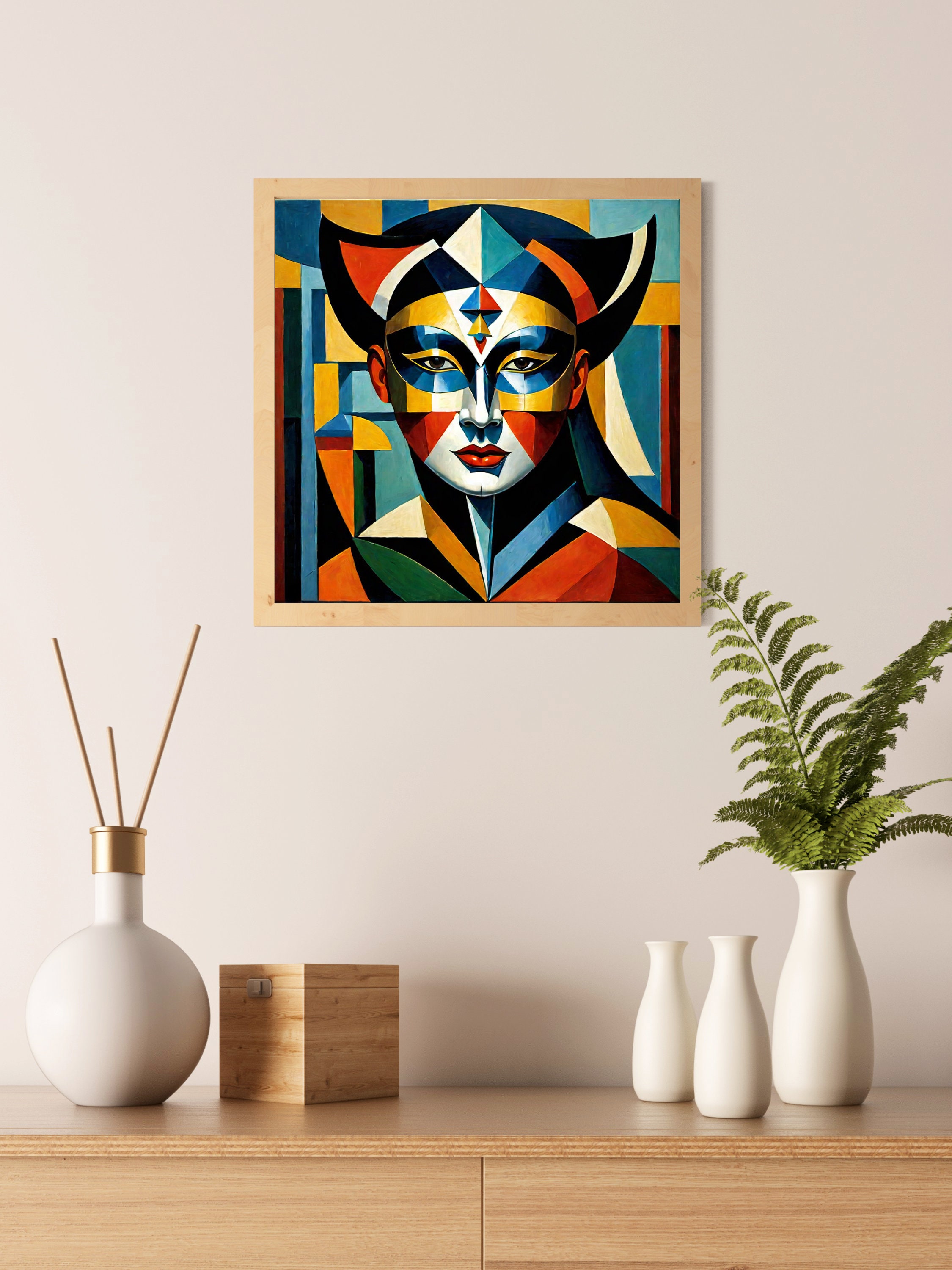 Cubism Wall Art Venetian, Masquerade Mask No5 ,printable JPG ...