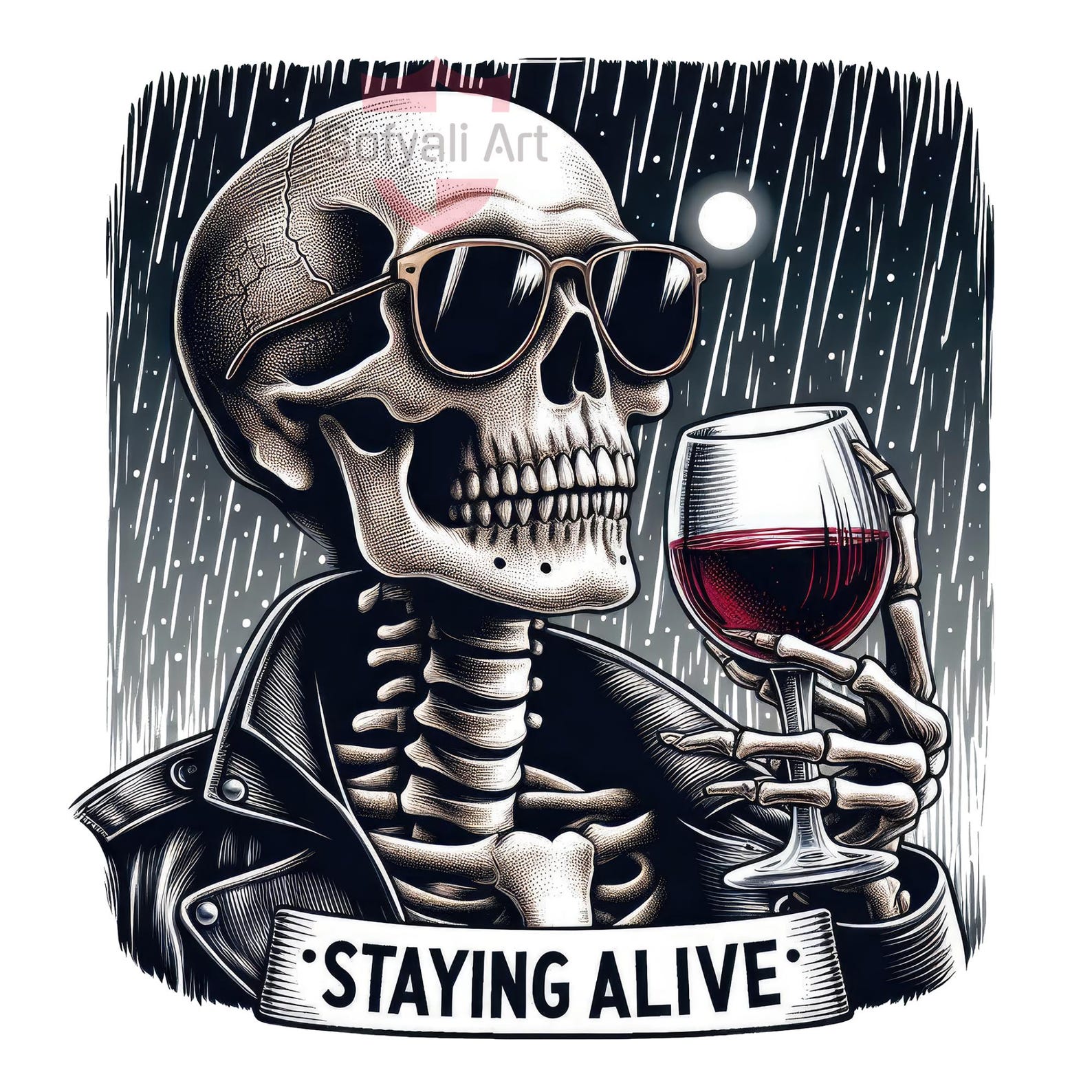 Staying Alive Skeleton PNG: Skull Sublimation Design (digital Download ...