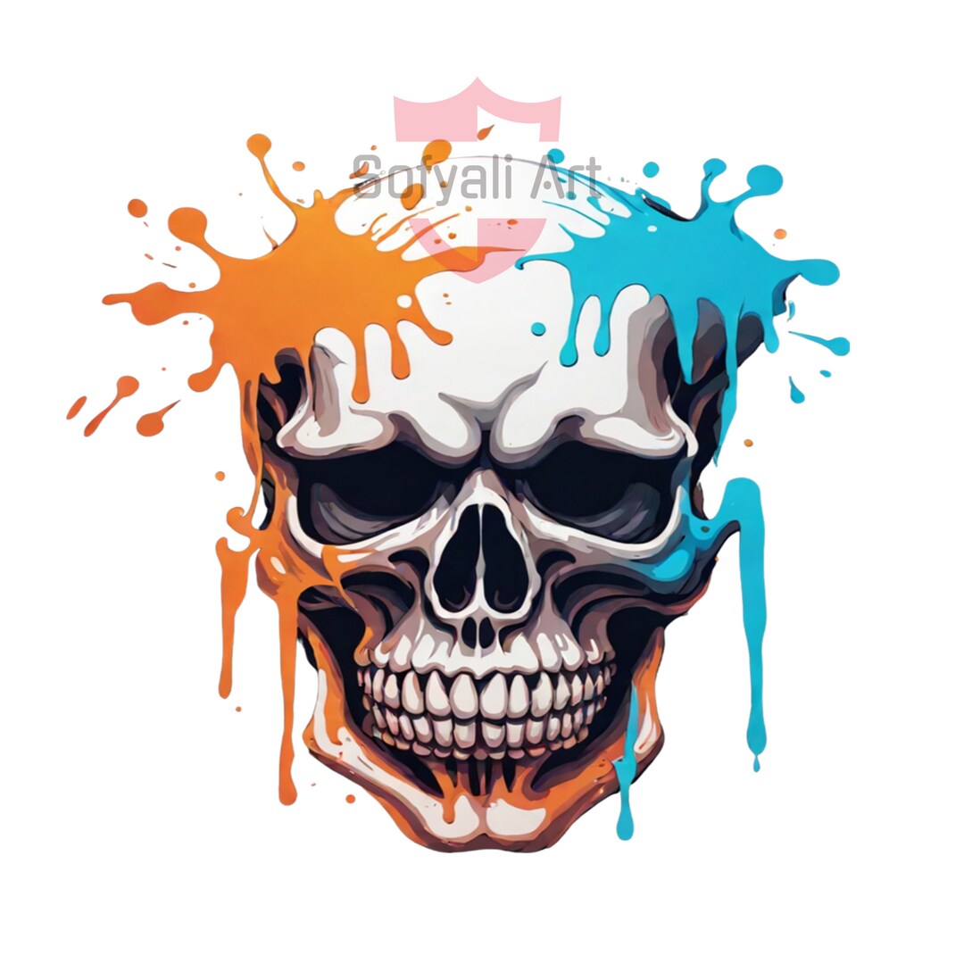 Splash Art Skull PNG: Sublimation Clipart Bundle (digital Download) - Etsy