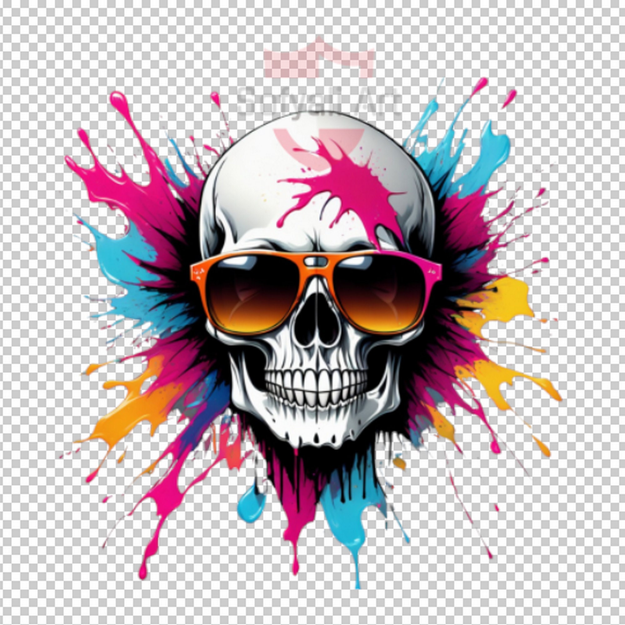 Splash Art Skull No4 Transparent PNG , Skull Clipart Bundle , Skull ...