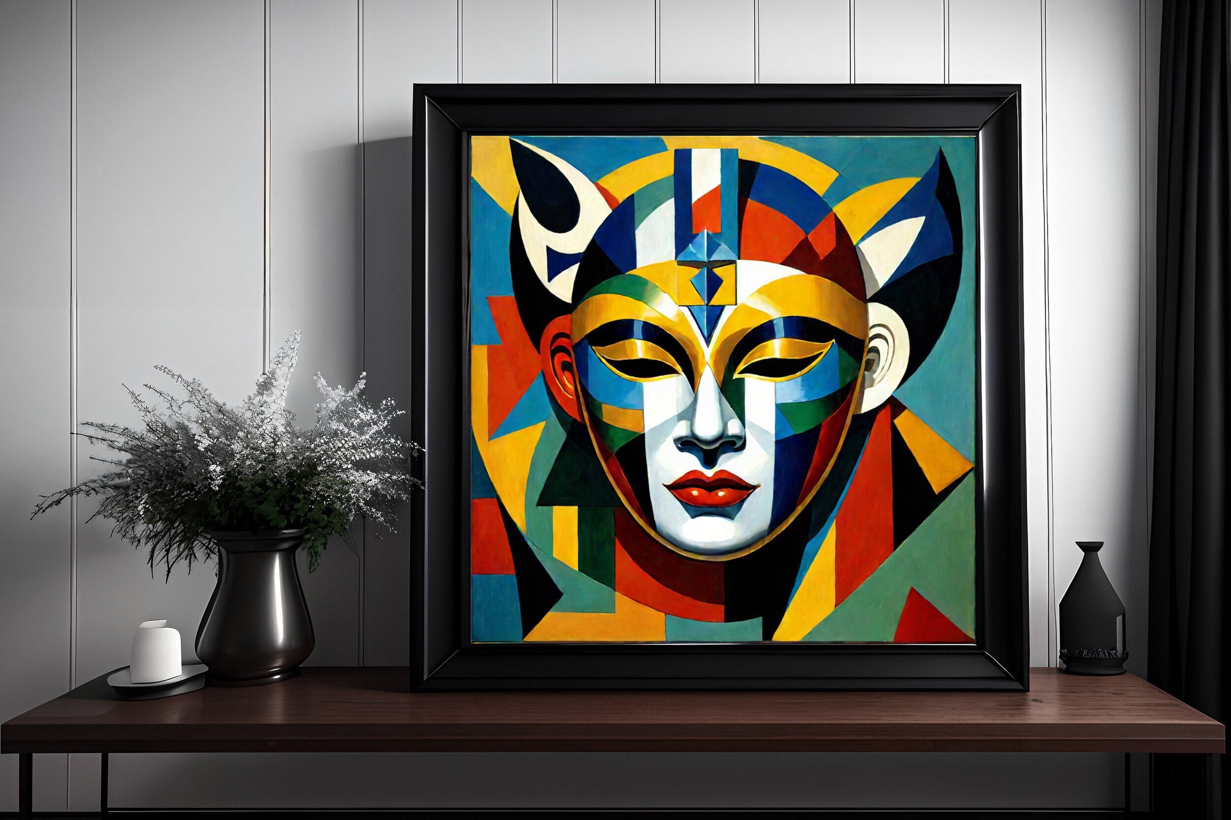 Cubism Wall Art Venetian, Masquerade Mask No4 ,printable JPG ...